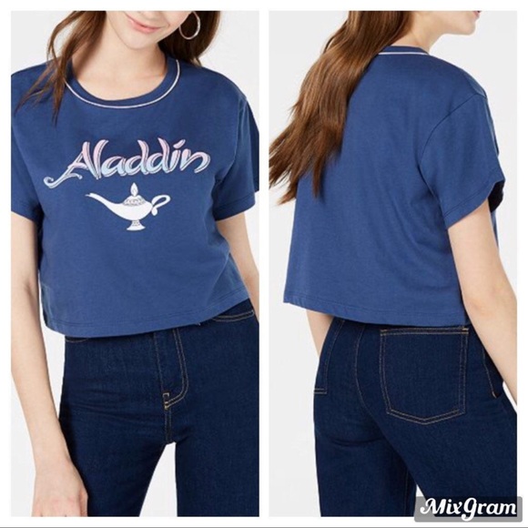 Disney | Tops | Nwt Disney Aladdin Crop Ringer Tee Large | Poshmark